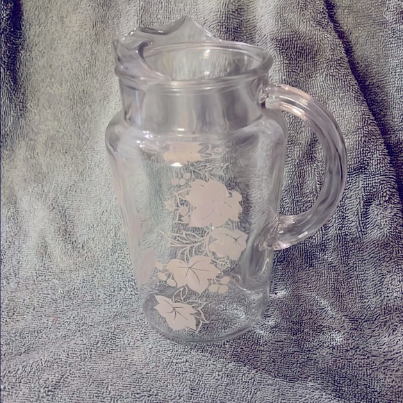 Indiana Glass | Dining | Vintage Clear Glass Pitcher With Floral Design ...